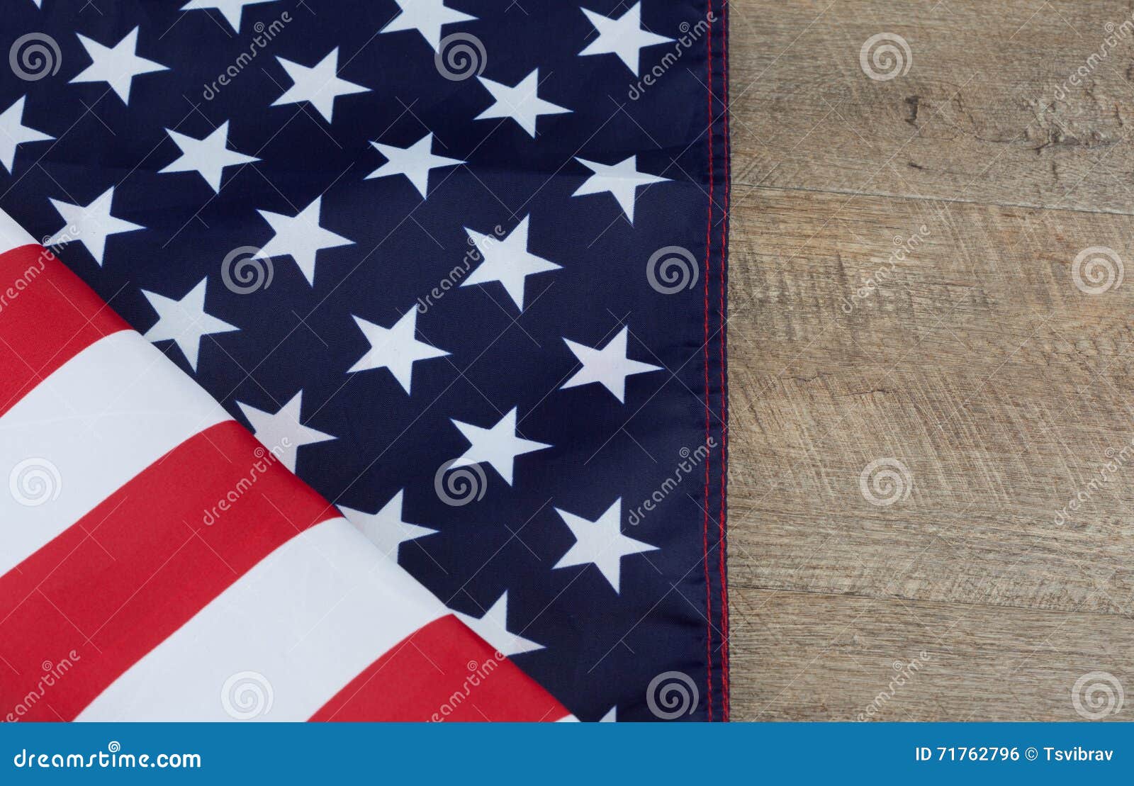 Fragment of USA Flag Folded on Wooden Table Stock Photo - Image of ...