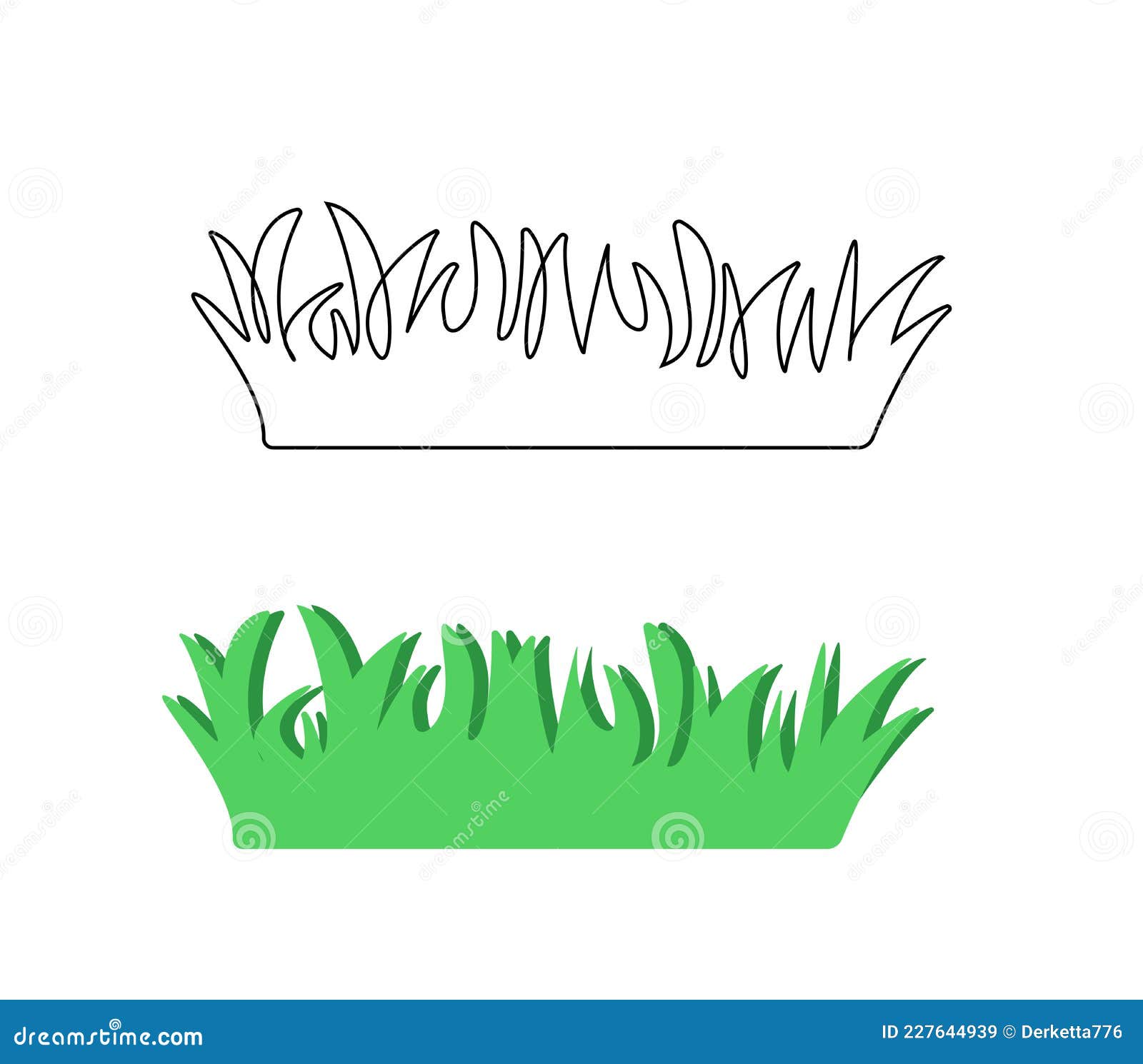 A Fragment of a Vector Illustration of Grass. Green Grass and Contour ...