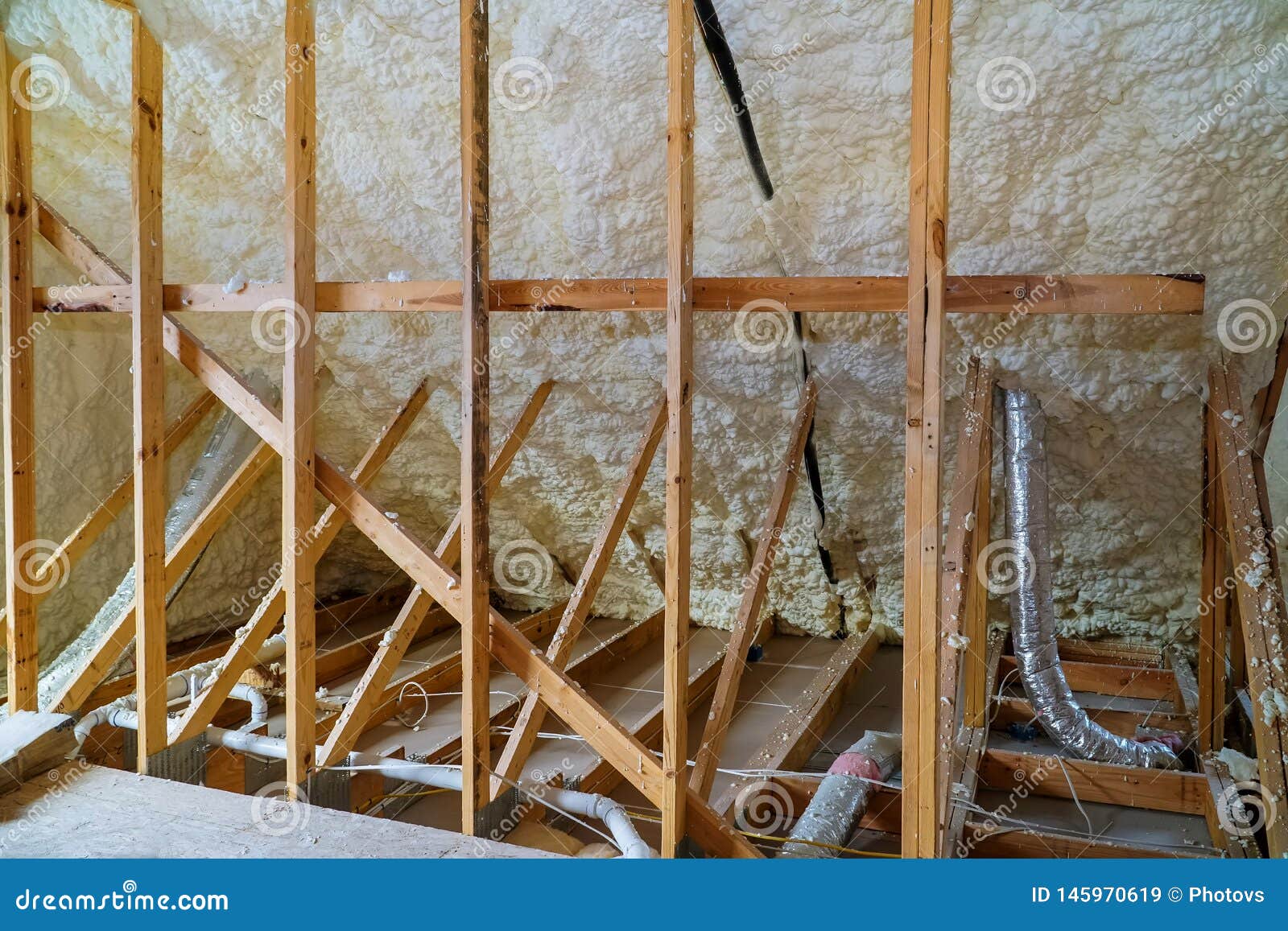 Home Construction with Fragment of a Ventilation System in a Frame ...