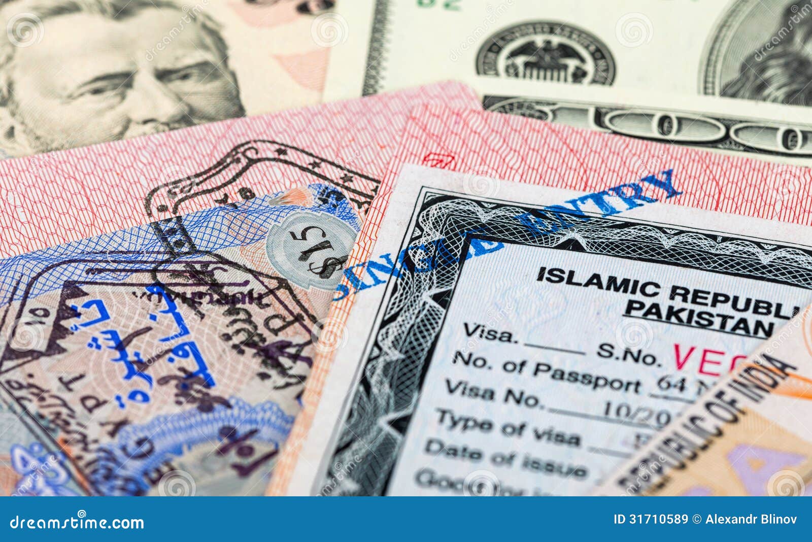 Fragment of Visa Stamp in the Passport Stock Image - Image of money ...