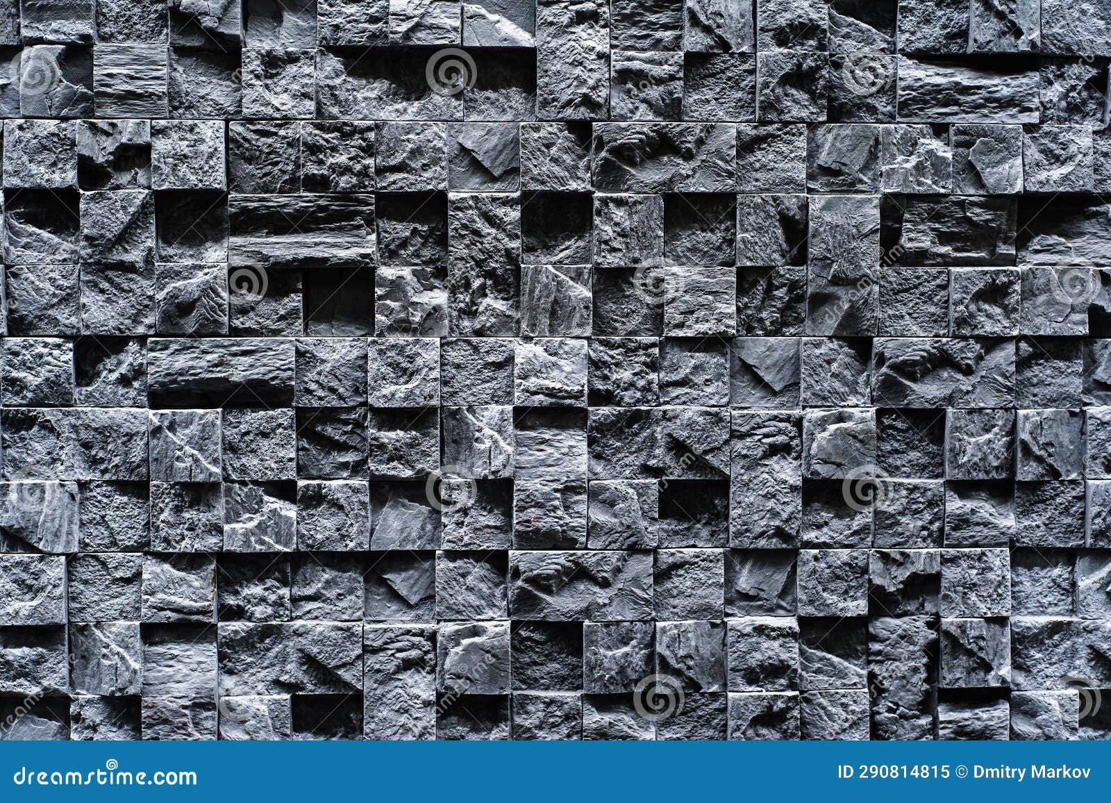 Fragment of a Wall Made of Square-shaped Decorative Stone Slabs. Flat ...