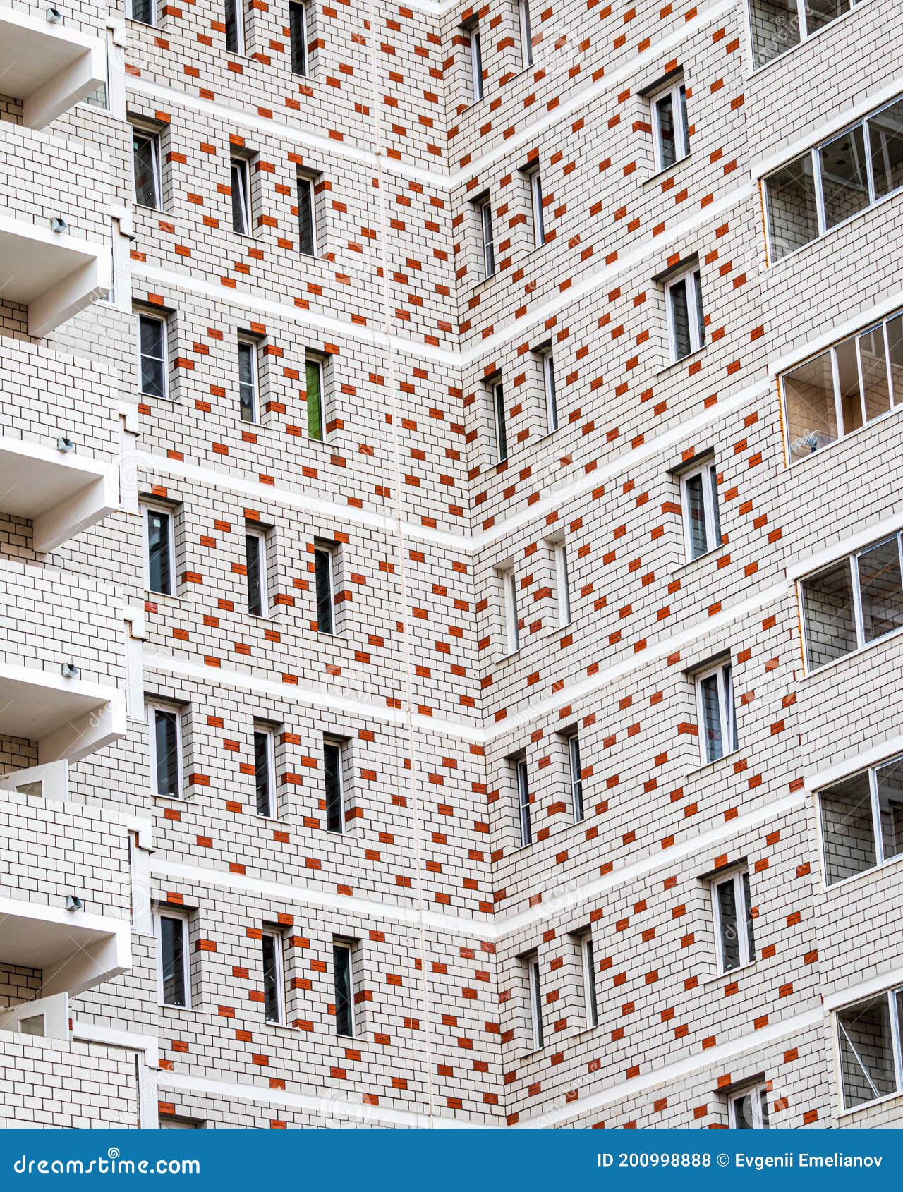 Fragment of the Brick Residential Building with Balconies Stock Photo ...