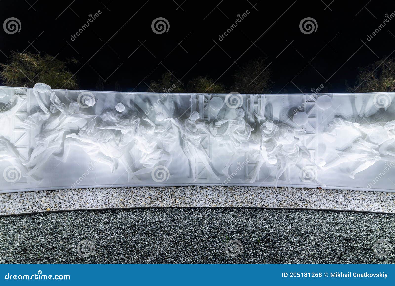 Fragment of White Multi-figured Bas-relief Made of Plastic Mesh by ...