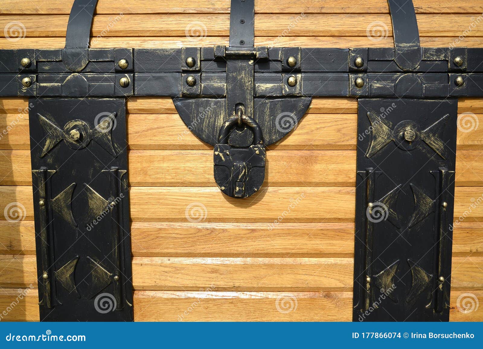 Fragment of Wooden Chest Locked Stock Photo - Image of metal, locked ...