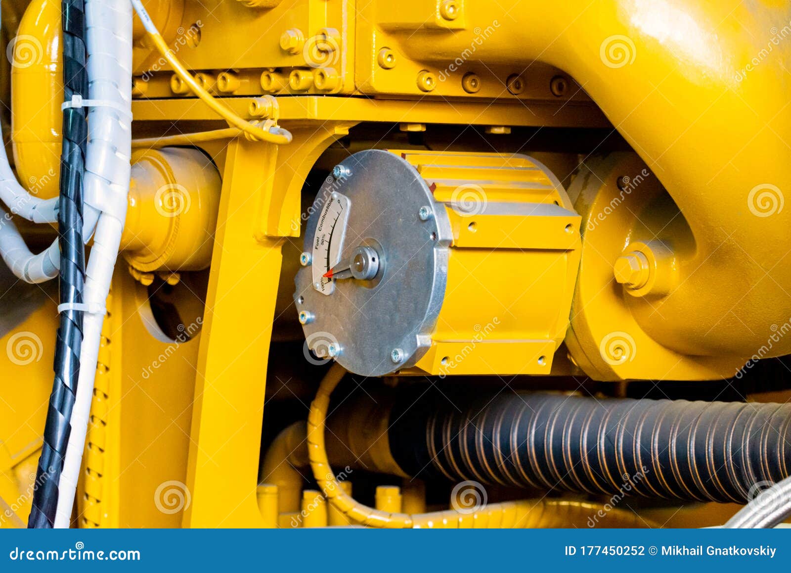 Fragment of Yellow Industrial Diesel Engine for Electrical Generator in ...