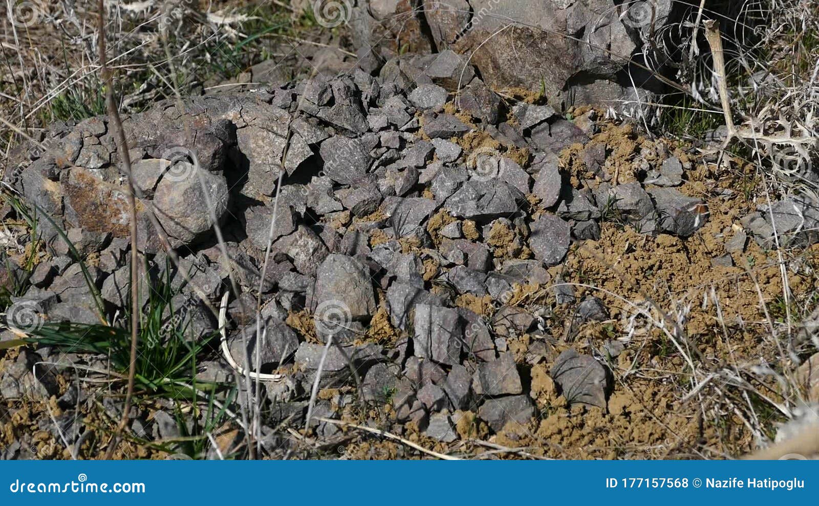 Fragmentation of Rocks, Cracking and Crumbling of Rocks in Nature Stock ...