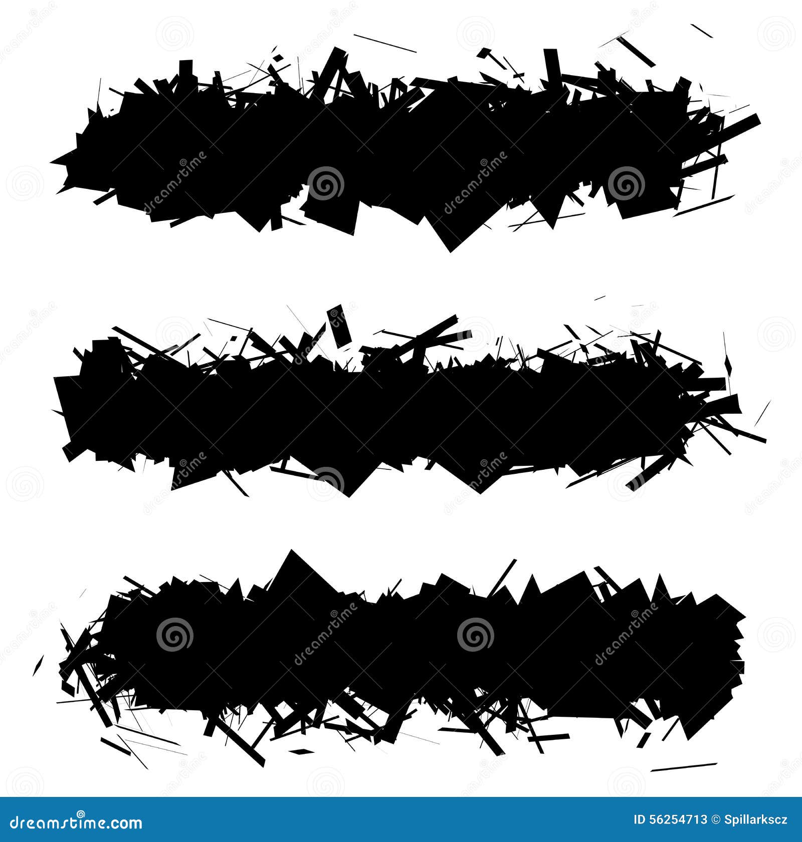 Fragmented Black Silhouette Rectangular Band Over White Stock Vector ...