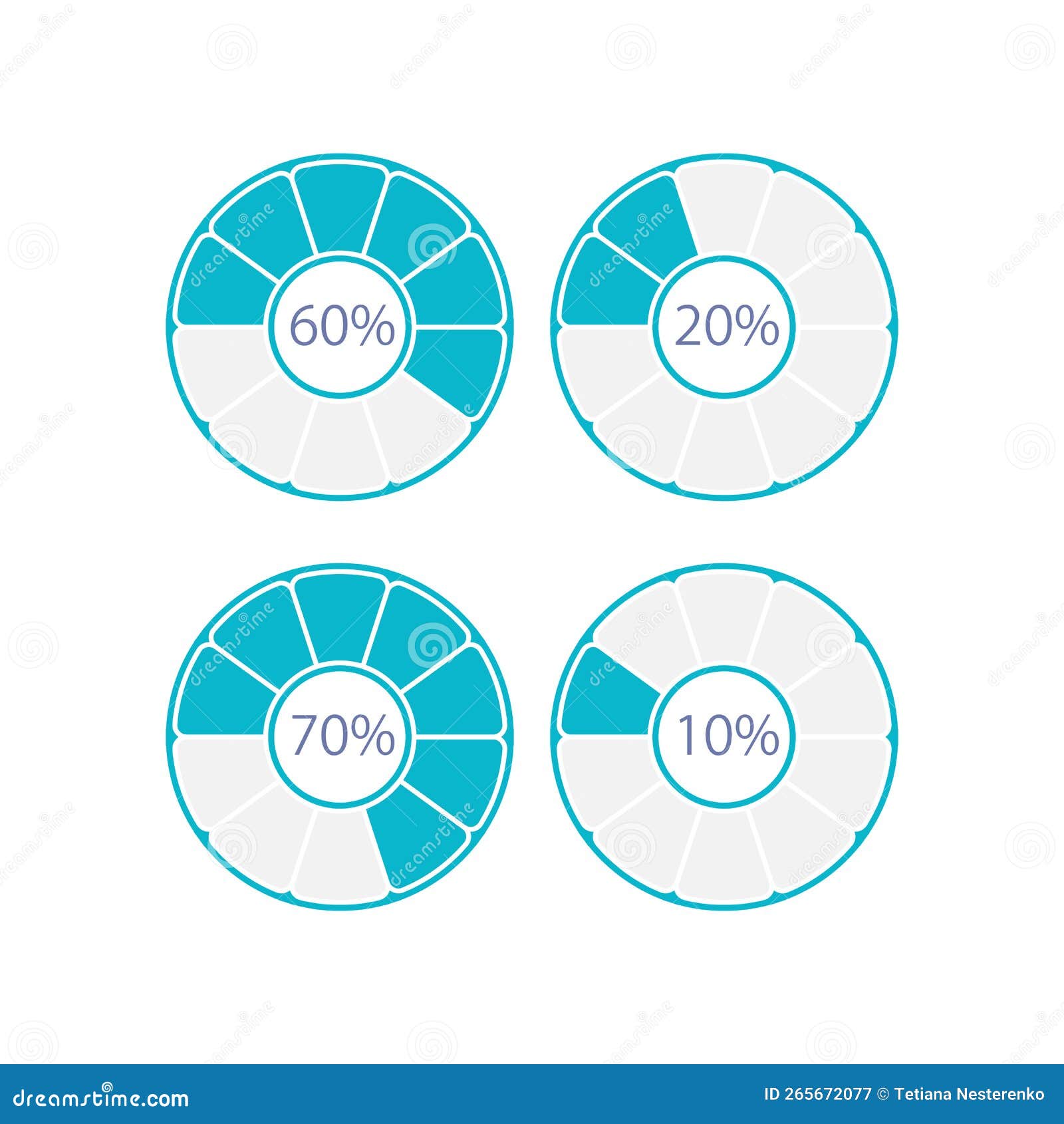 Fragmented Circle Percentage Infographic Chart Design Template Set ...