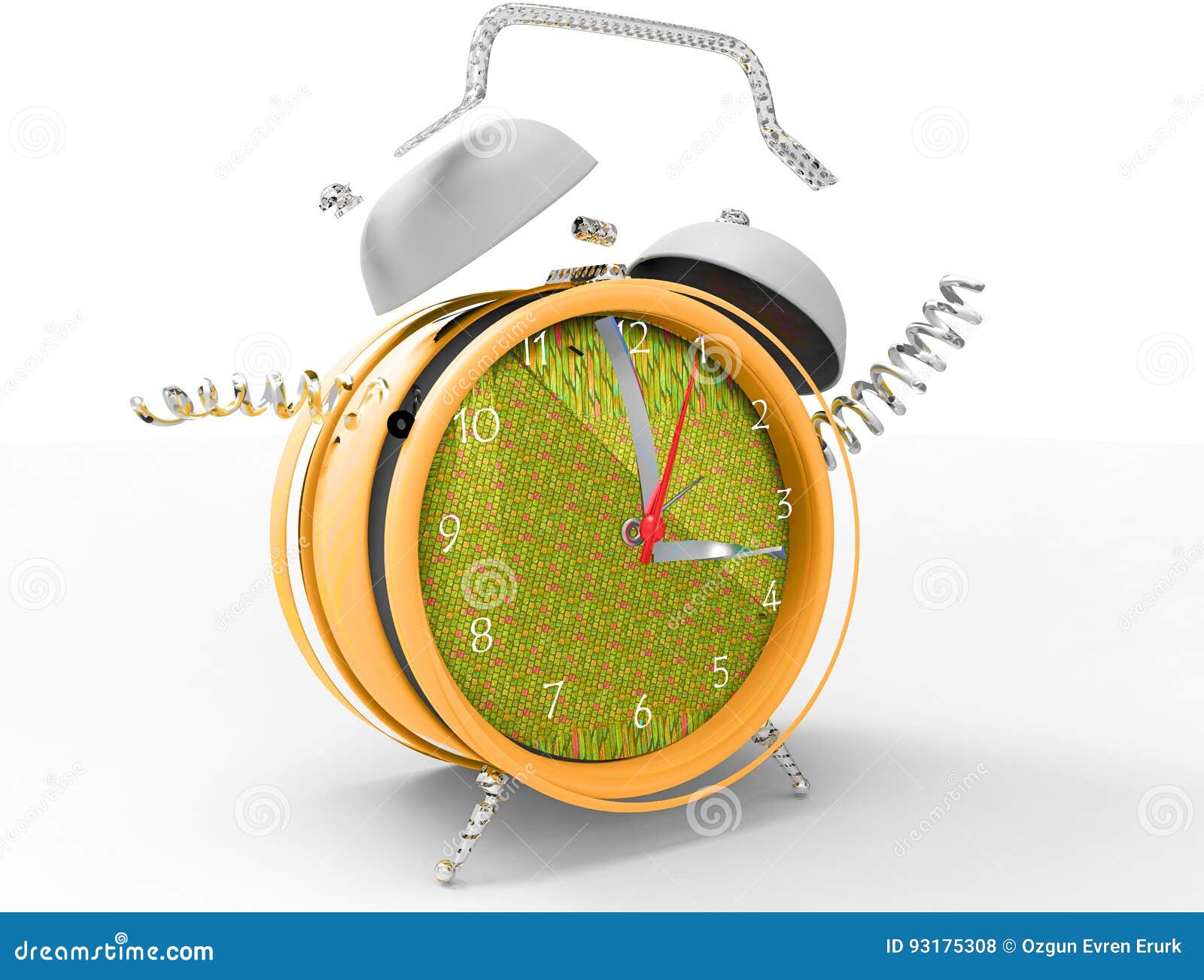 Fragmented crazy clock 3D stock illustration. Illustration of pointer ...