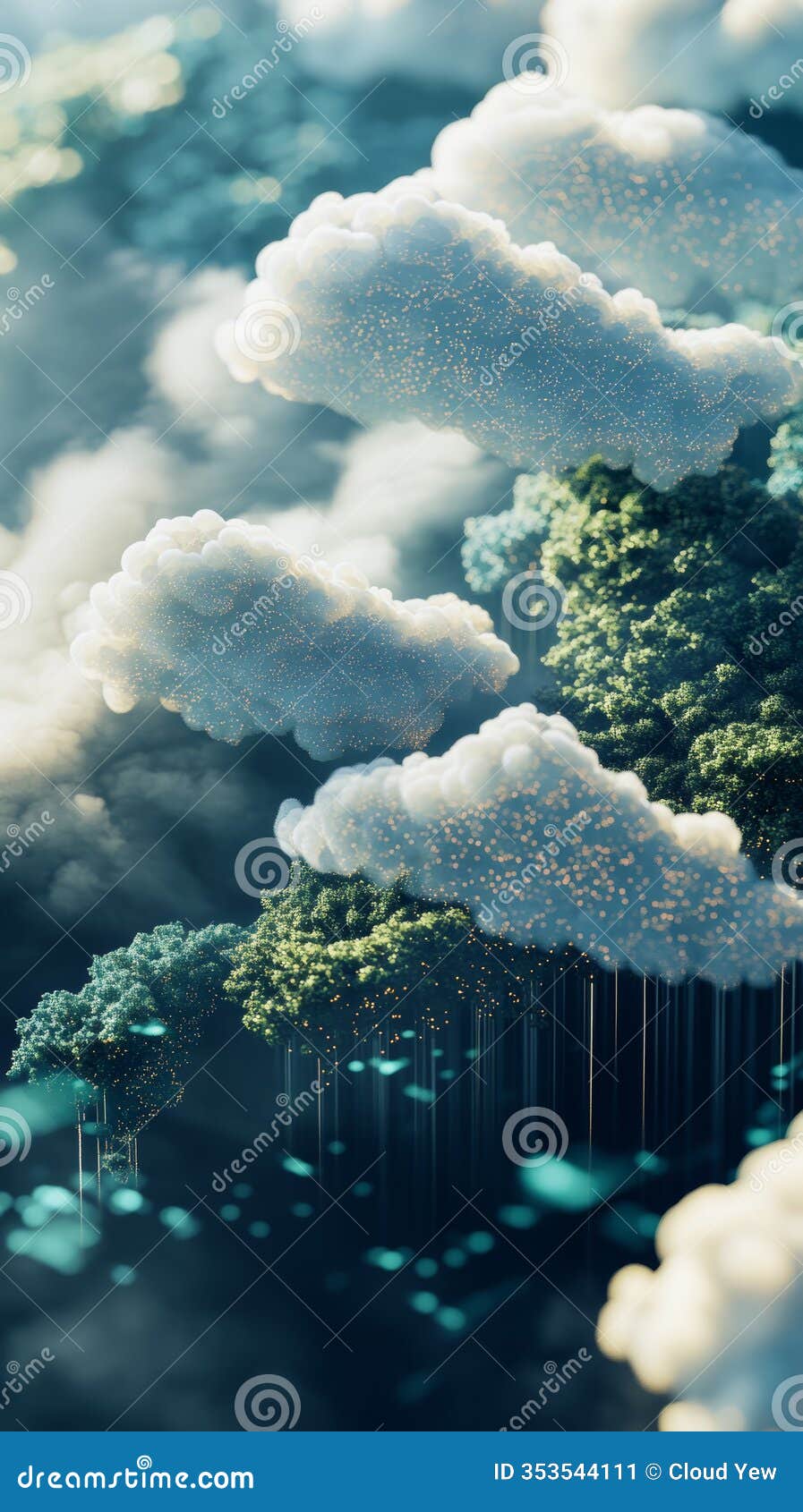 Fragmented Data Points Forming Unique Cloud Structures in a Surreal ...