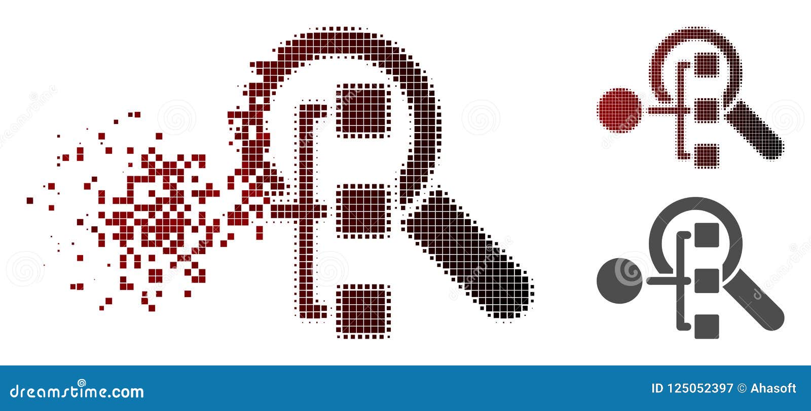 Fragmented Dot Halftone Explore Structure Icon Stock Vector ...