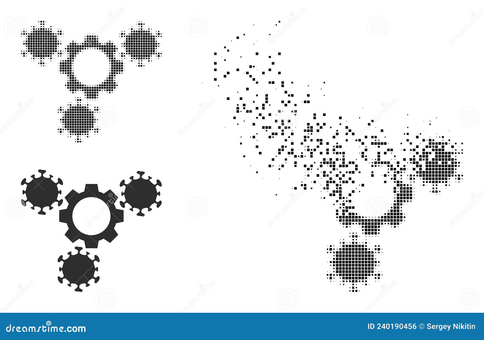 Fragmented Dot and Original Virus Gears Icon Stock Vector ... Fragmented Dot and Original Virus Gears Icon Stock Vector ...