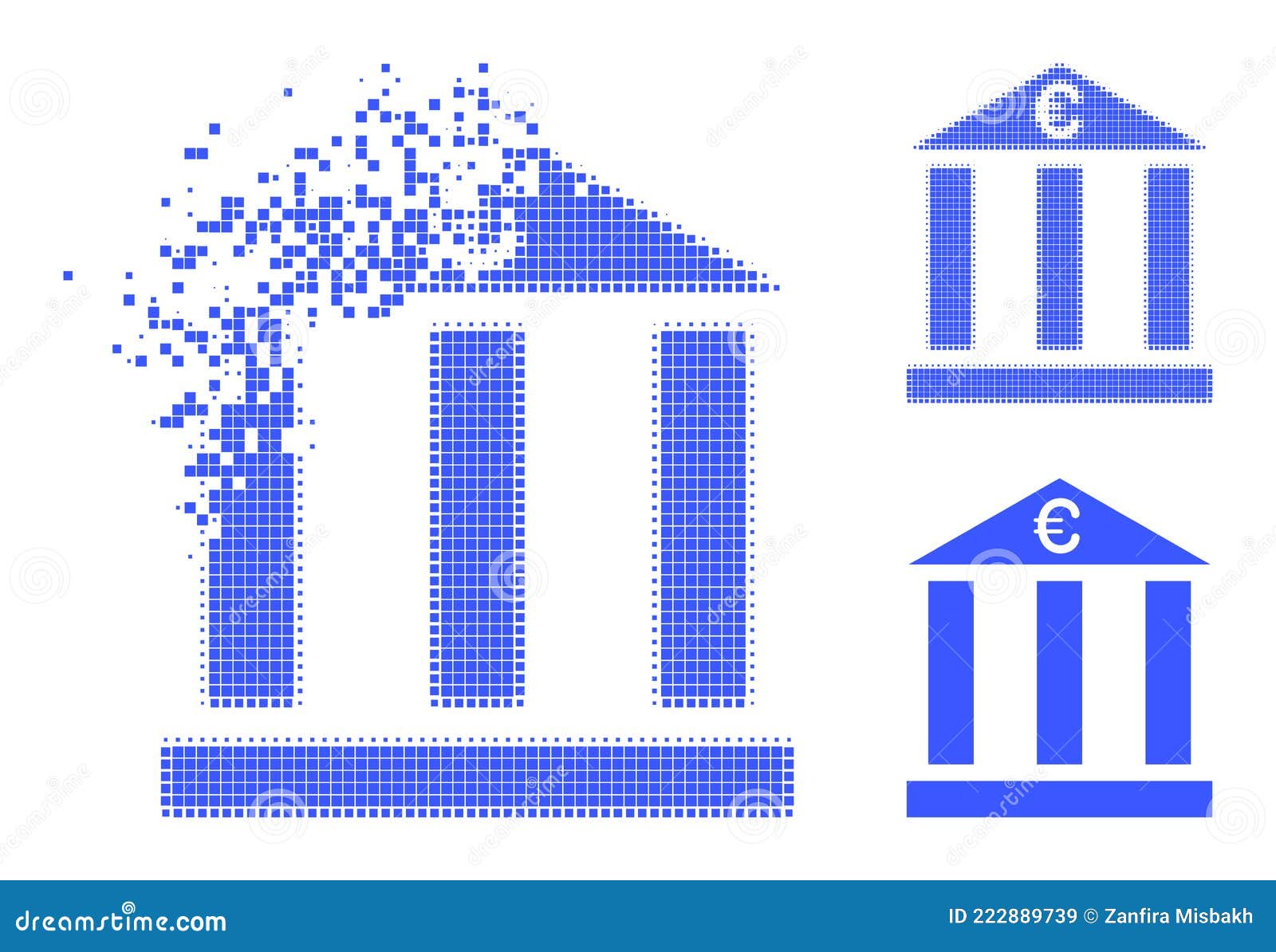 Fragmented Dotted Euro Bank Building Glyph with Halftone Version Stock ... Fragmented Dotted Euro Bank Building Glyph with Halftone Version Stock ...