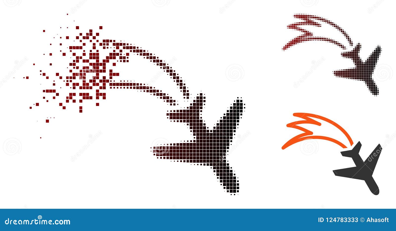 Fragmented Dotted Halftone Falling Airplane Icon Stock Vector ... Fragmented Dotted Halftone Falling Airplane Icon Stock Vector ...