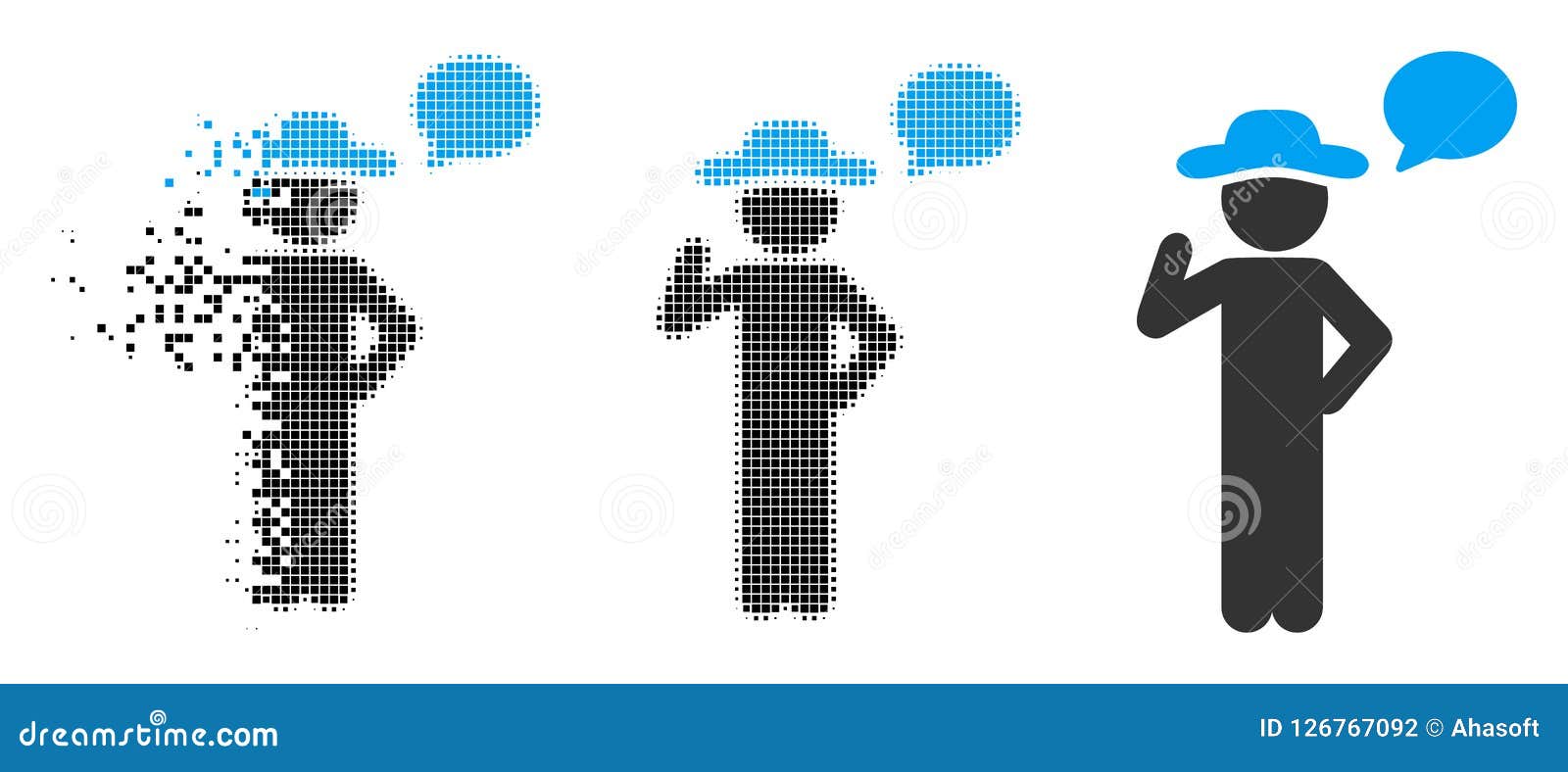 Fragmented Dotted Halftone Gentleman Speech Icon Stock Vector ... Fragmented Dotted Halftone Gentleman Speech Icon Stock Vector ...