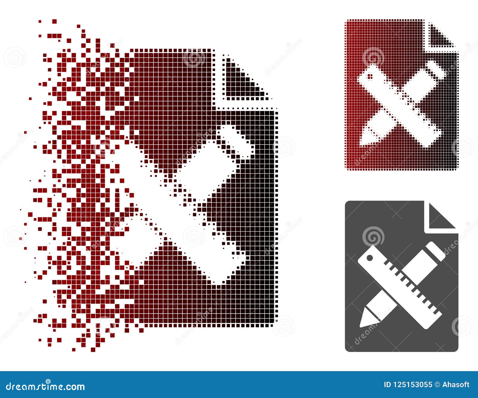 Fragmented Dotted Halftone Pencil and Ruler Design Tools Page Icon ...