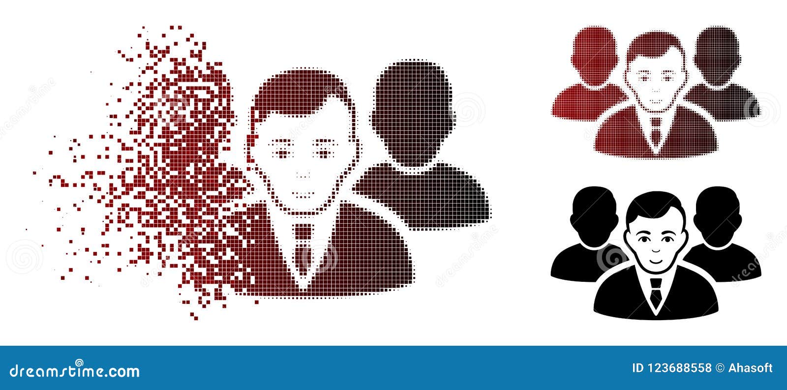 Fragmented Dotted Halftone Team Icon Stock Vector - Illustration of ...