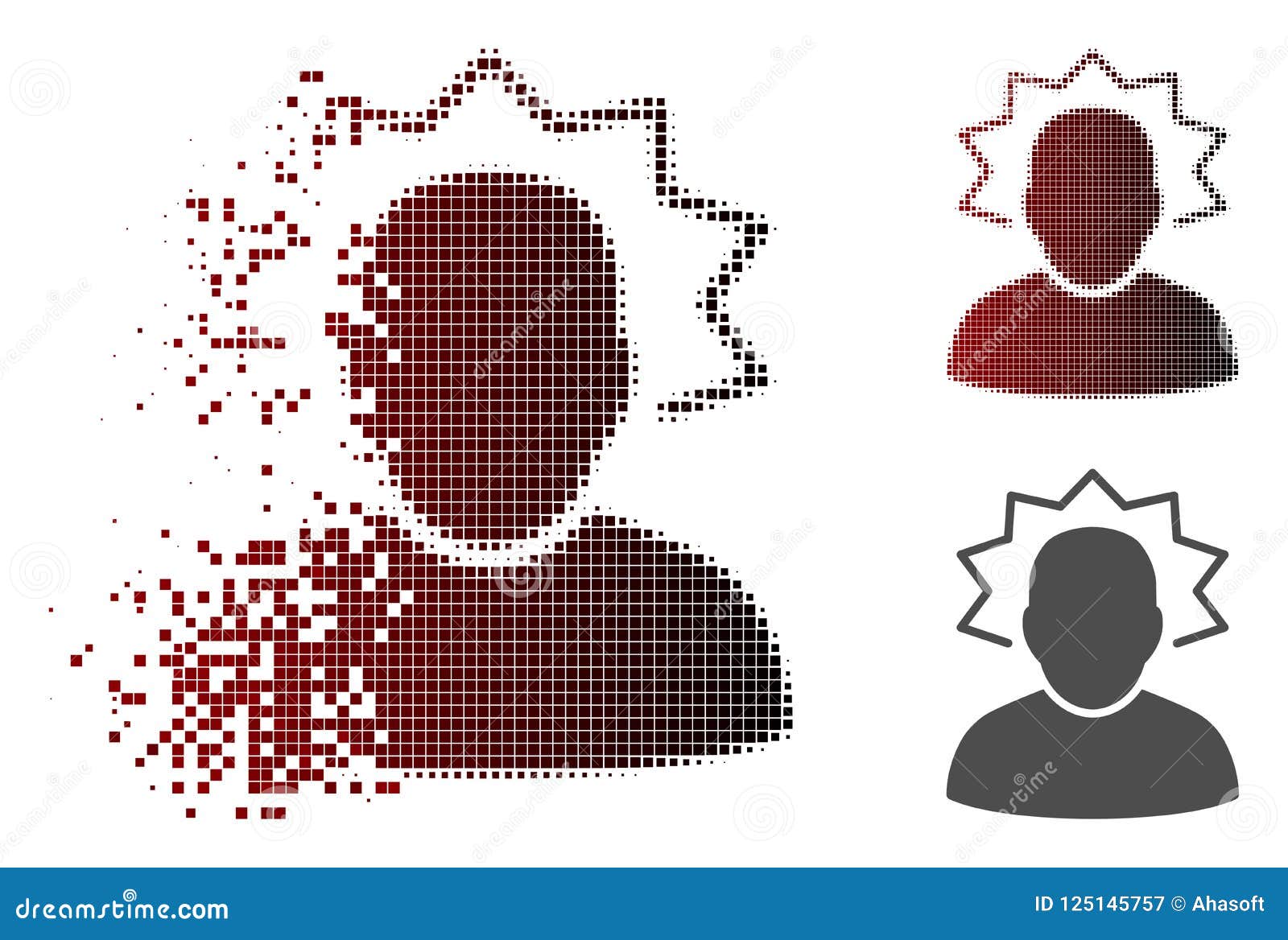 Fragmented Dotted Halftone User Emergency Icon Stock Vector ...