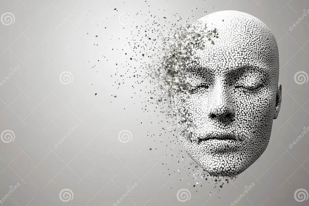 Fragmented Face Disintegration in Abstract 3d Art Stock Illustration ...