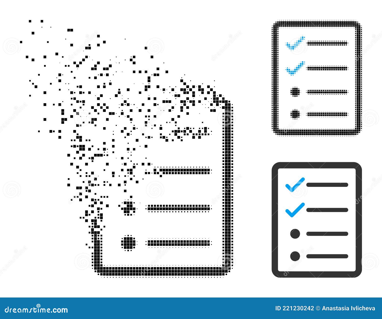 Fragmented and Halftone Dot Checklist Page Glyph Stock Vector ...