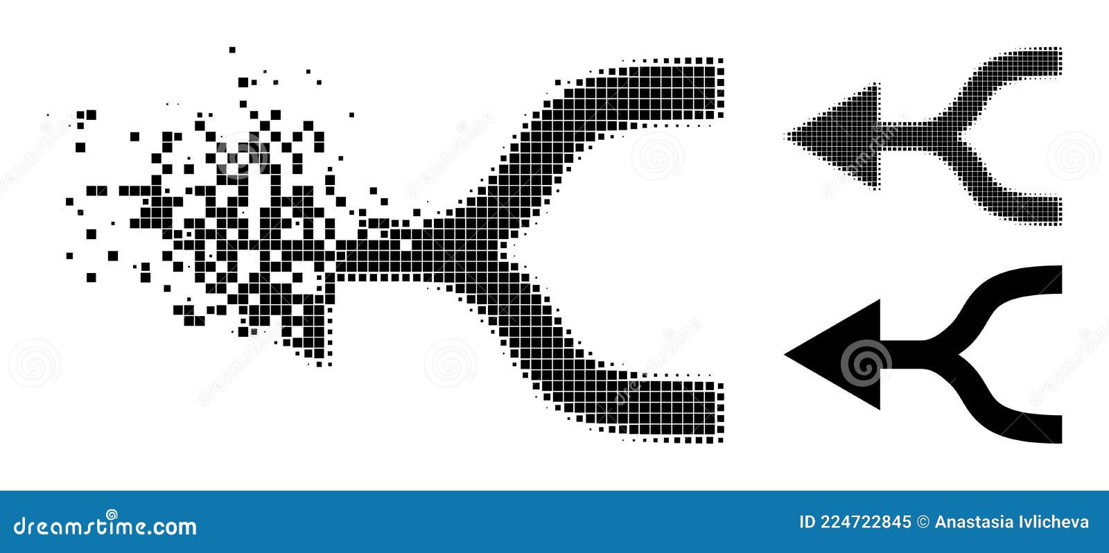 Fragmented and Halftone Dot Combine Arrow Left Icon Stock Vector ...