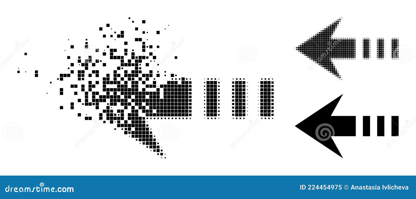 Fragmented and Halftone Dotted Send Left Icon Stock Vector ...
