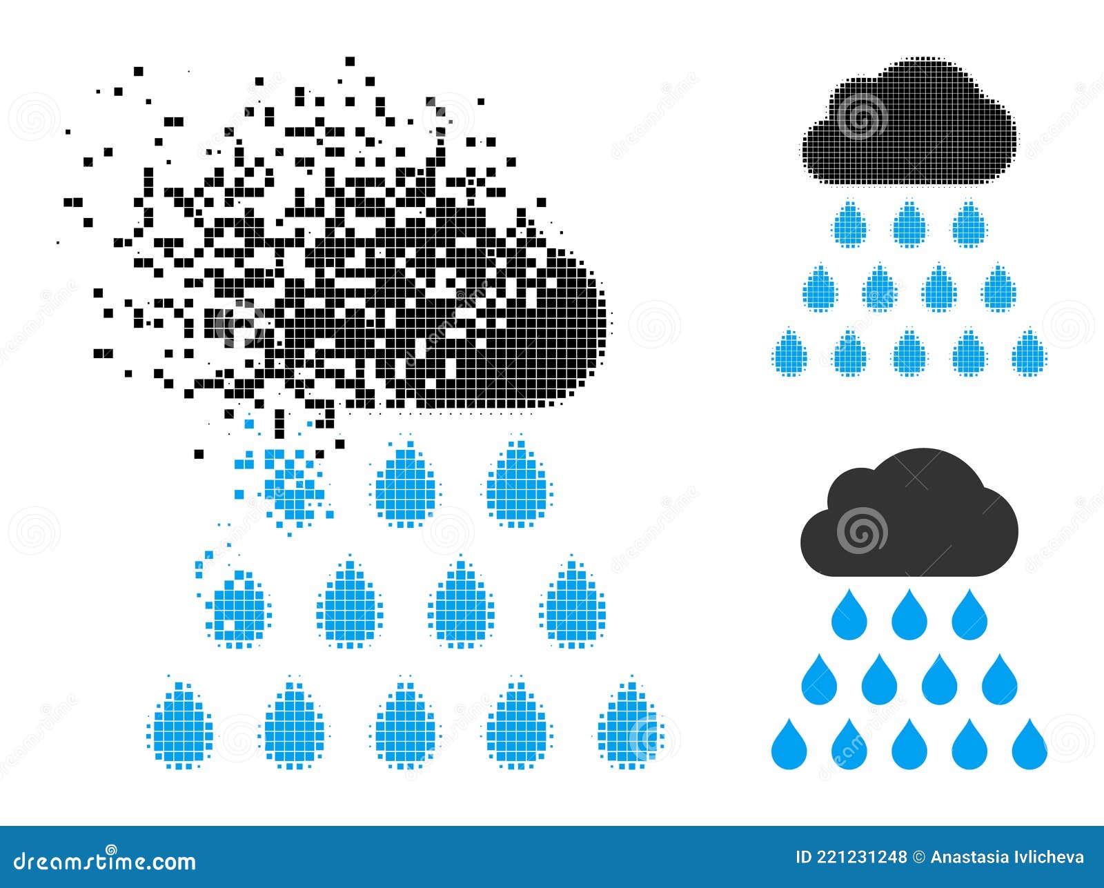 Fragmented and Halftone Pixel Rain Cloud Icon Stock Vector ... Fragmented and Halftone Pixel Rain Cloud Icon Stock Vector ...