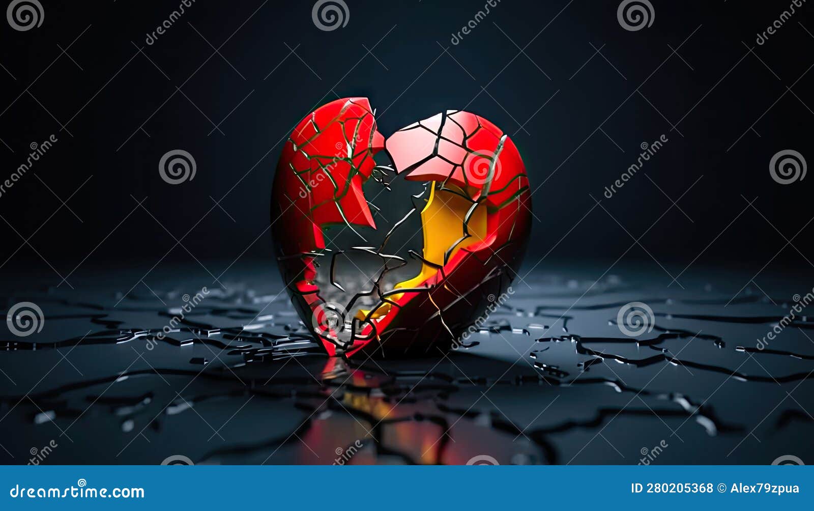 Fragmented Heart Symbolizing Broken Bonds - Generative AI Stock ...
