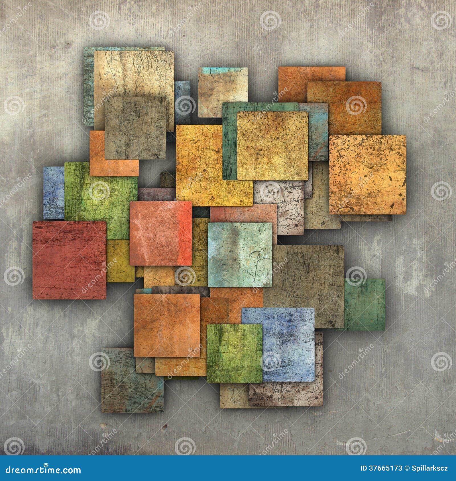 Fragmented Multiple Color Square Tile Grunge Pattern Backdrop Stock ...