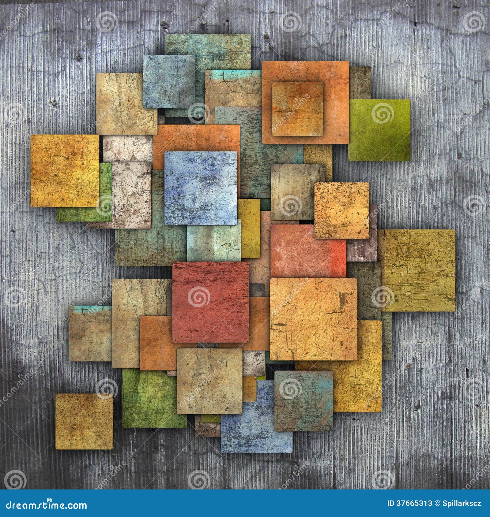 Fragmented Multiple Color Square Tile Grunge Patte Stock Illustration ...
