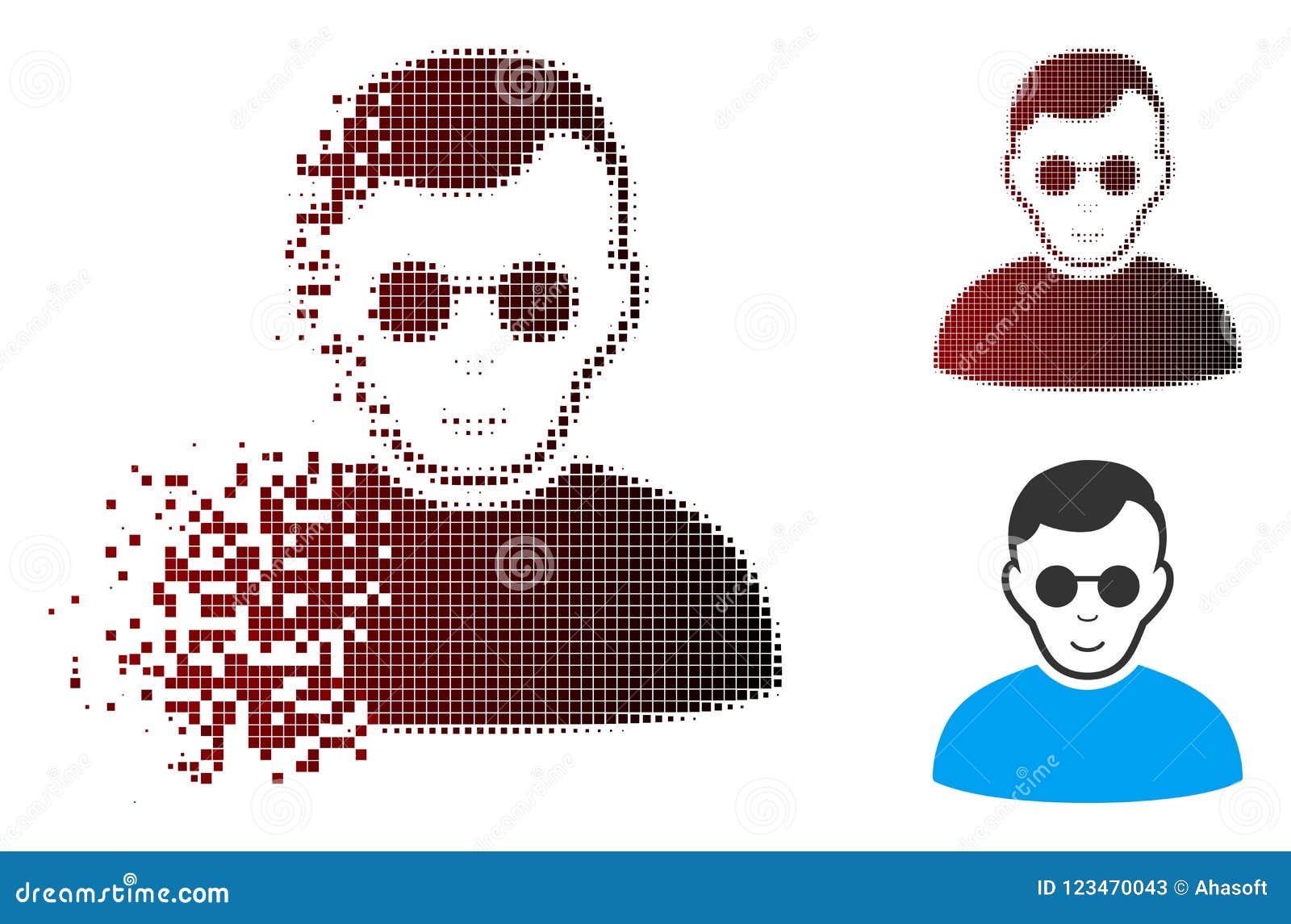 Fragmented Pixel Halftone Blind Man Icon Stock Vector - Illustration of ...