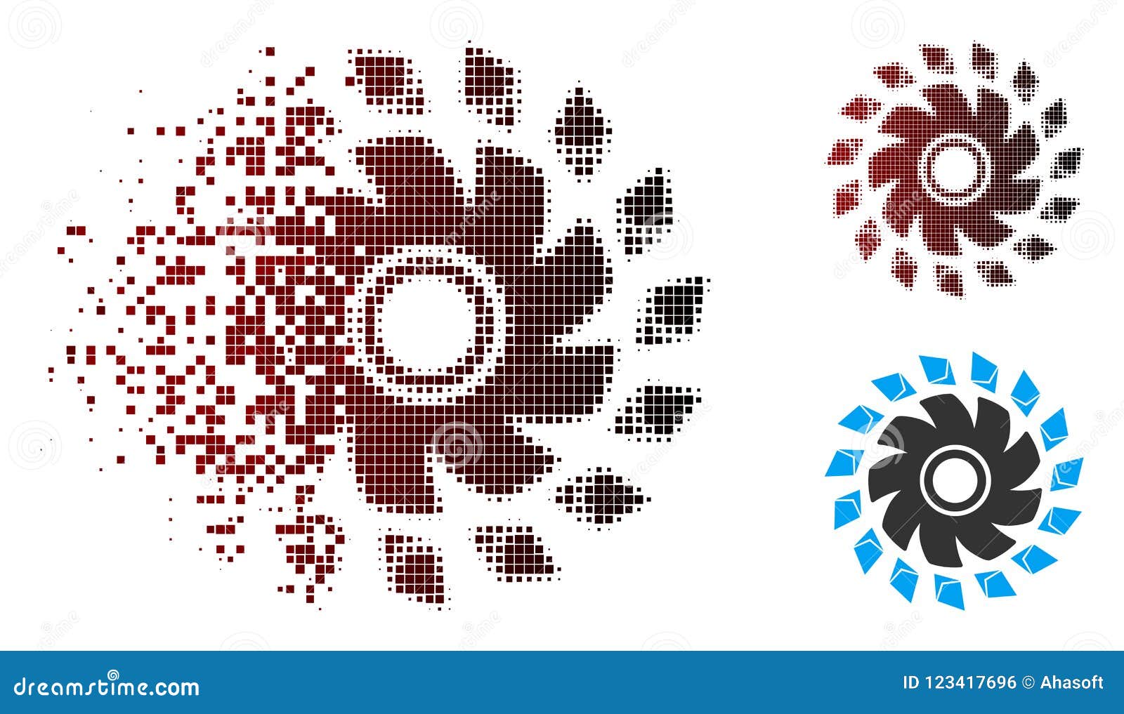 Fragmented Pixel Halftone Ethereum Propeller Icon Stock Vector ...