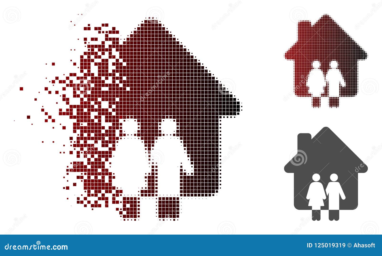 Fragmented Pixel Halftone Family House Icon Stock Vector - Illustration ... Fragmented Pixel Halftone Family House Icon Stock Vector - Illustration ...