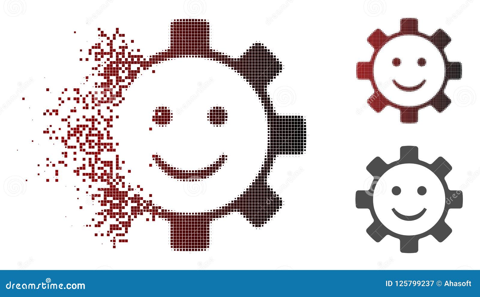 Fragmented Pixel Halftone Gear Smile Smiley Icon Stock Vector ... Fragmented Pixel Halftone Gear Smile Smiley Icon Stock Vector ...