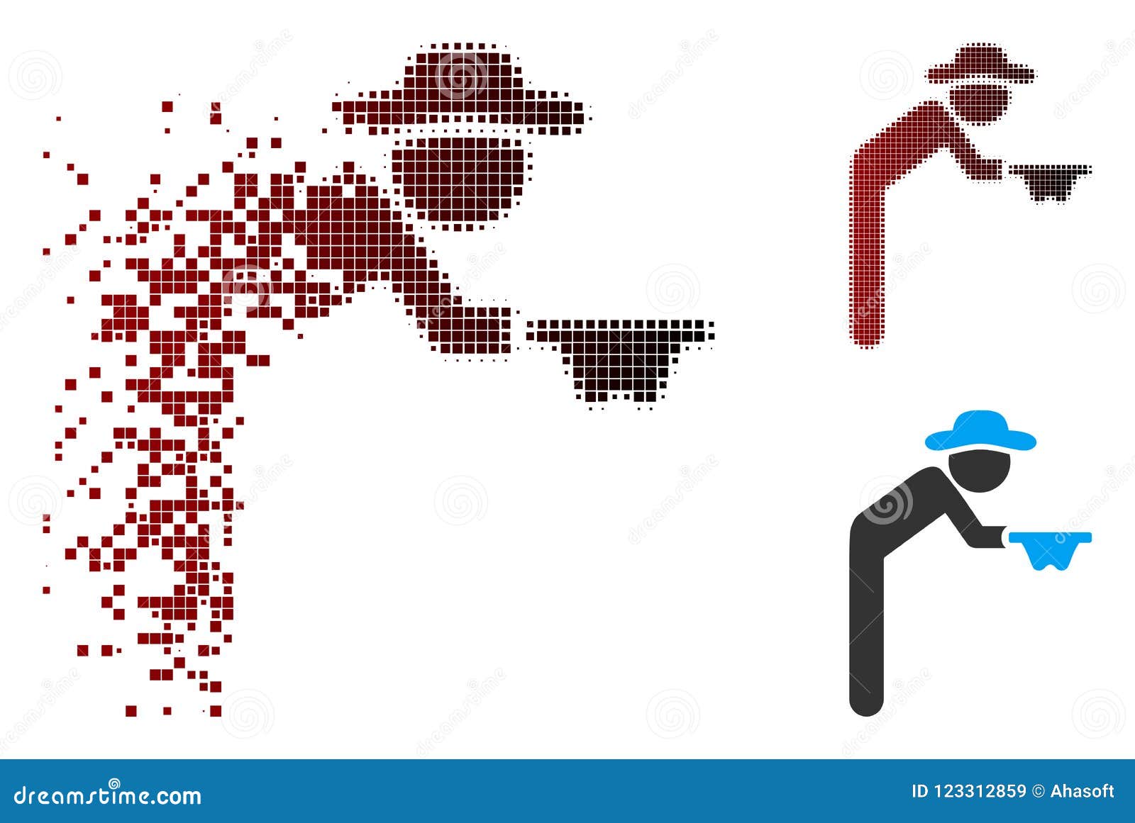 Fragmented Pixel Halftone Gentleman Beggar Icon Stock Vector ... Fragmented Pixel Halftone Gentleman Beggar Icon Stock Vector ...