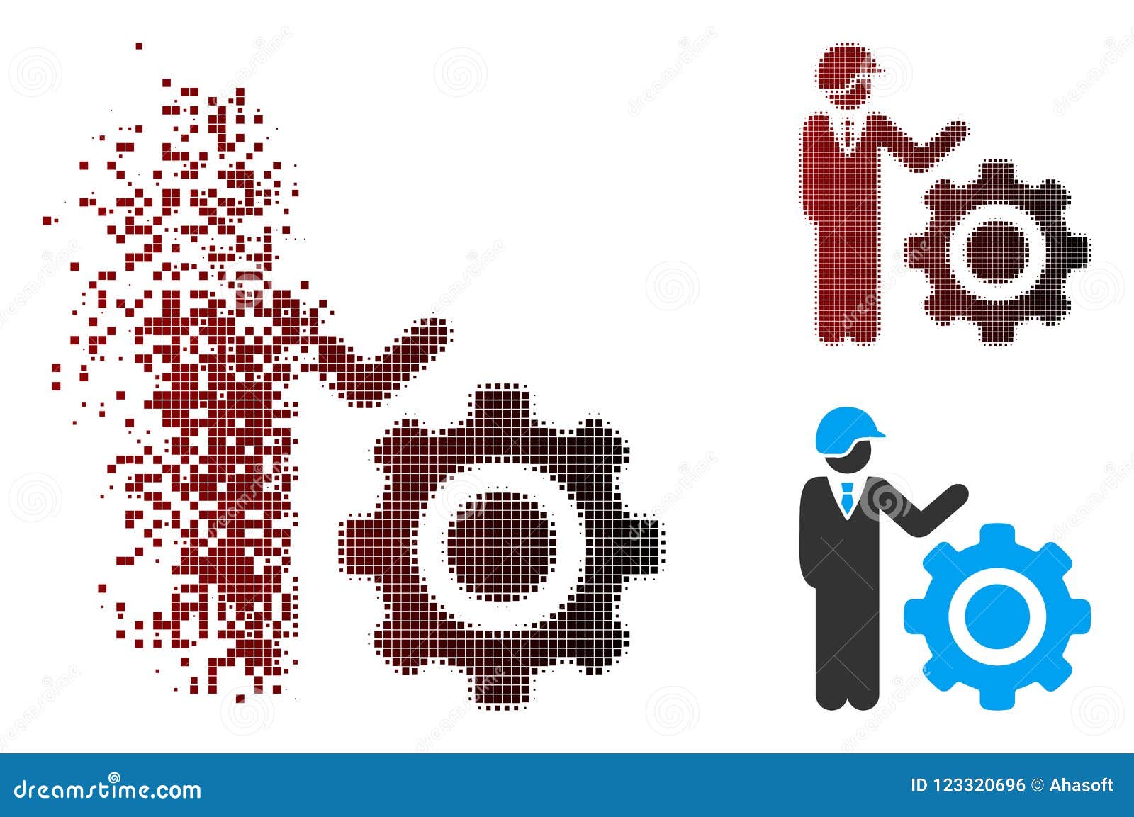 Fragmented Pixel Halftone Industrial Gear Engineer Icon Stock Vector ... Fragmented Pixel Halftone Industrial Gear Engineer Icon Stock Vector ...