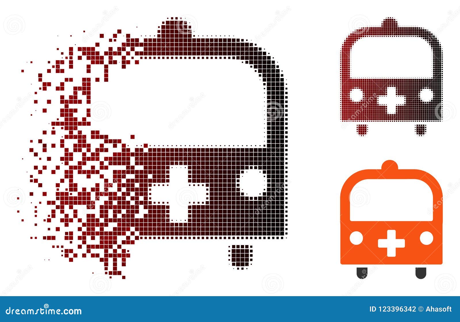 Fragmented Pixel Halftone Medical Bus Icon Stock Vector - Illustration ...