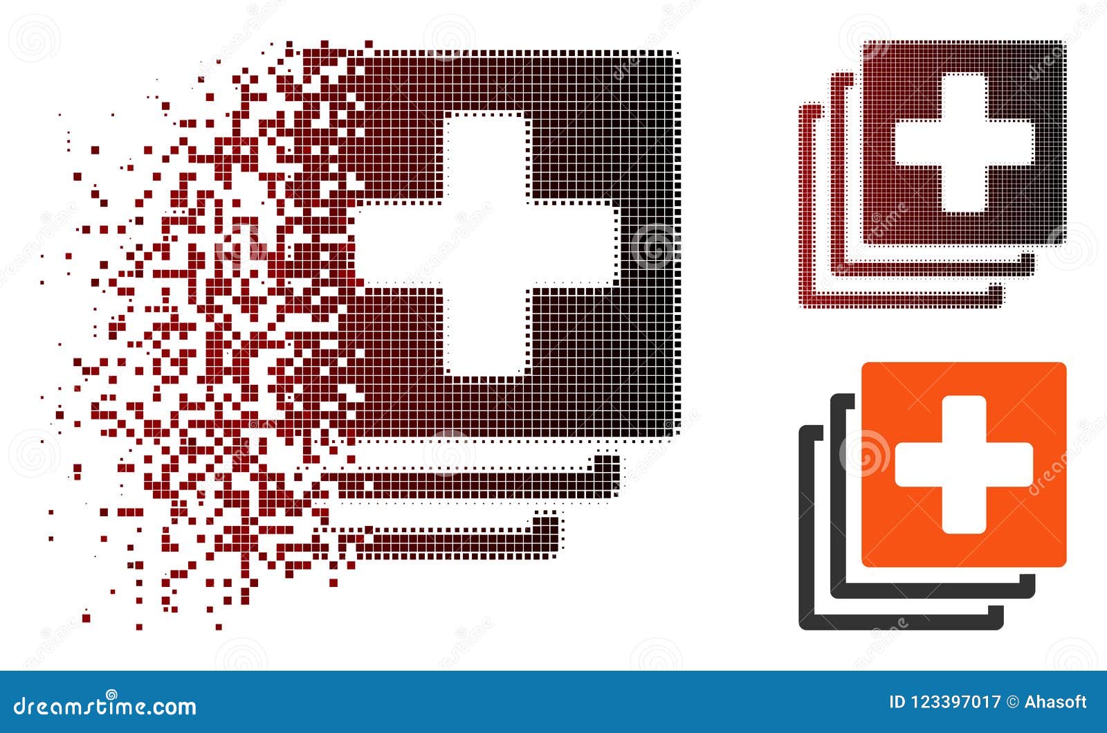 Fragmented Pixel Halftone Medical Documents Icon Stock Vector ...