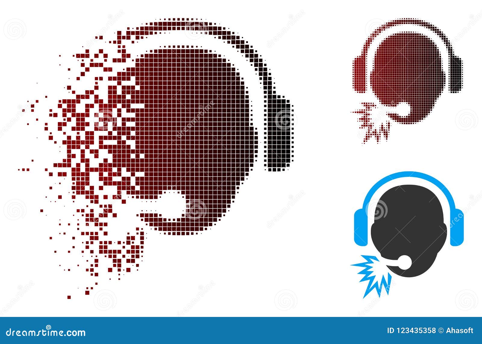 Fragmented Pixel Halftone Operator Message Icon Stock Vector ...