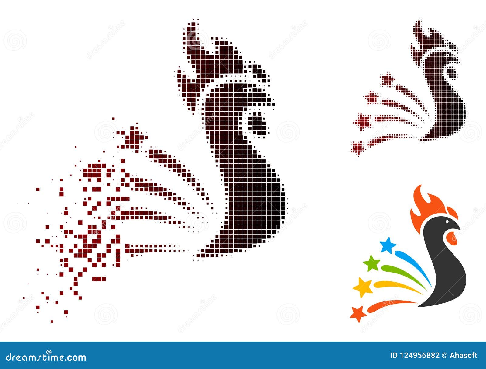 Fragmented Pixel Halftone Salute Rooster Icon Stock Vector ... Fragmented Pixel Halftone Salute Rooster Icon Stock Vector ...