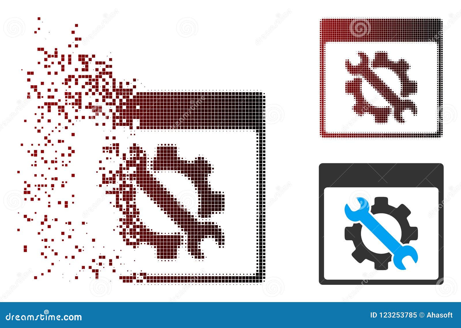 Fragmented Pixel Halftone Settings Tools Calendar Page Icon Stock ...