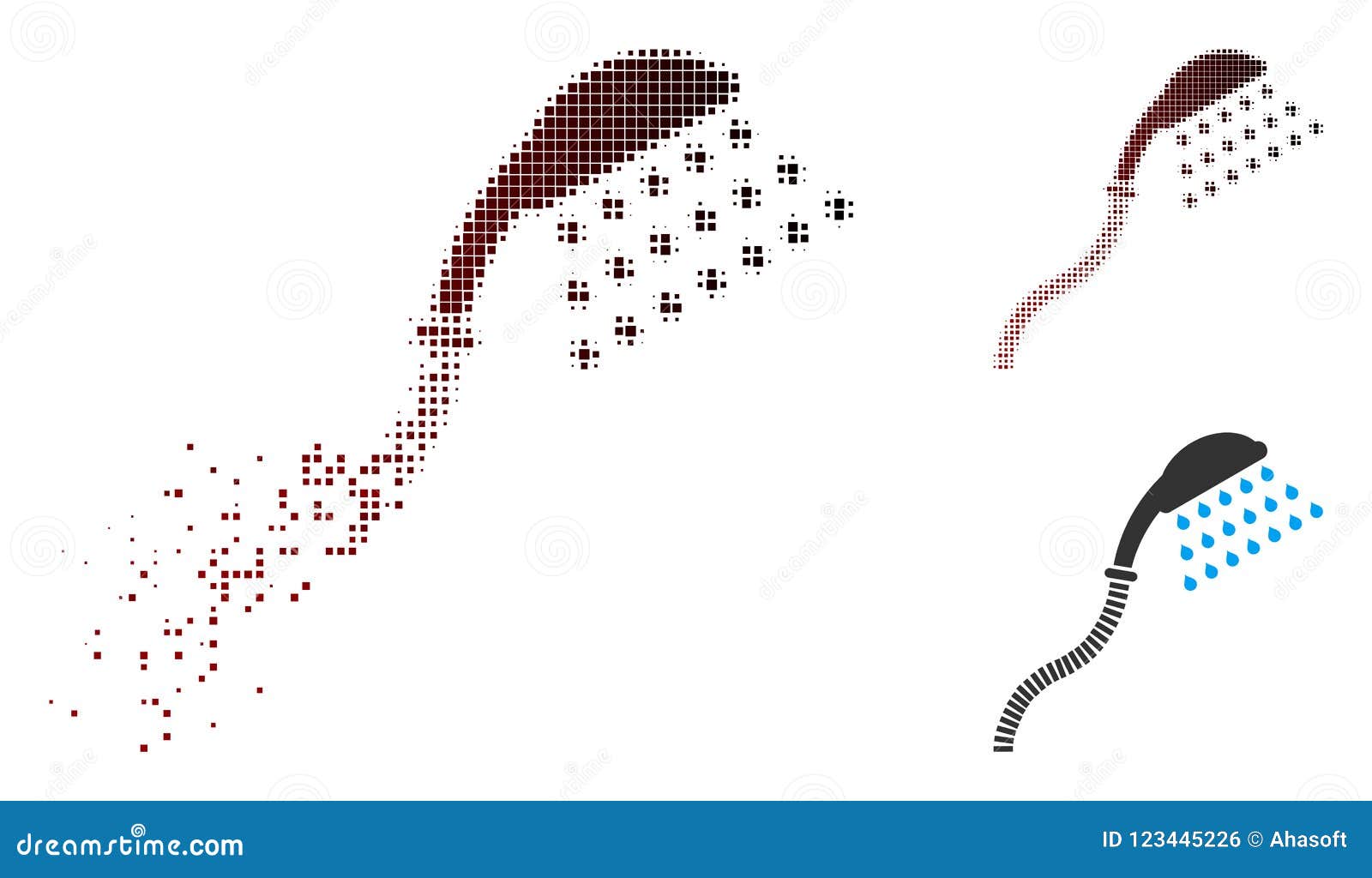 Fragmented Pixel Halftone Shower Icon Stock Vector - Illustration of ...