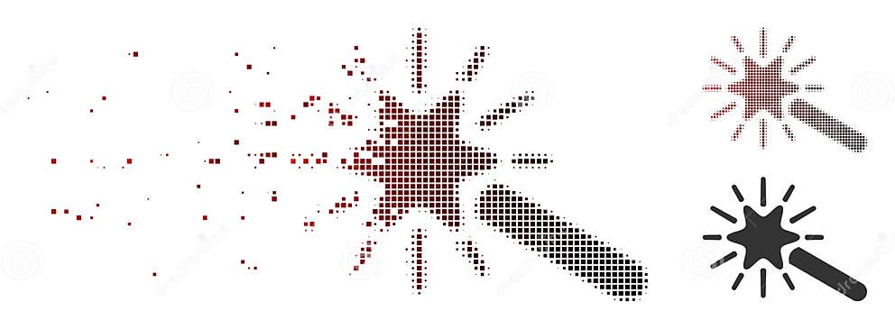 Fragmented Pixel Halftone Wand Magic Tool Icon Stock Vector ...