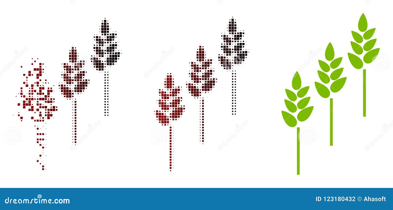 Fragmented Pixel Halftone Wheat Plants Icon Stock Vector - Illustration ...