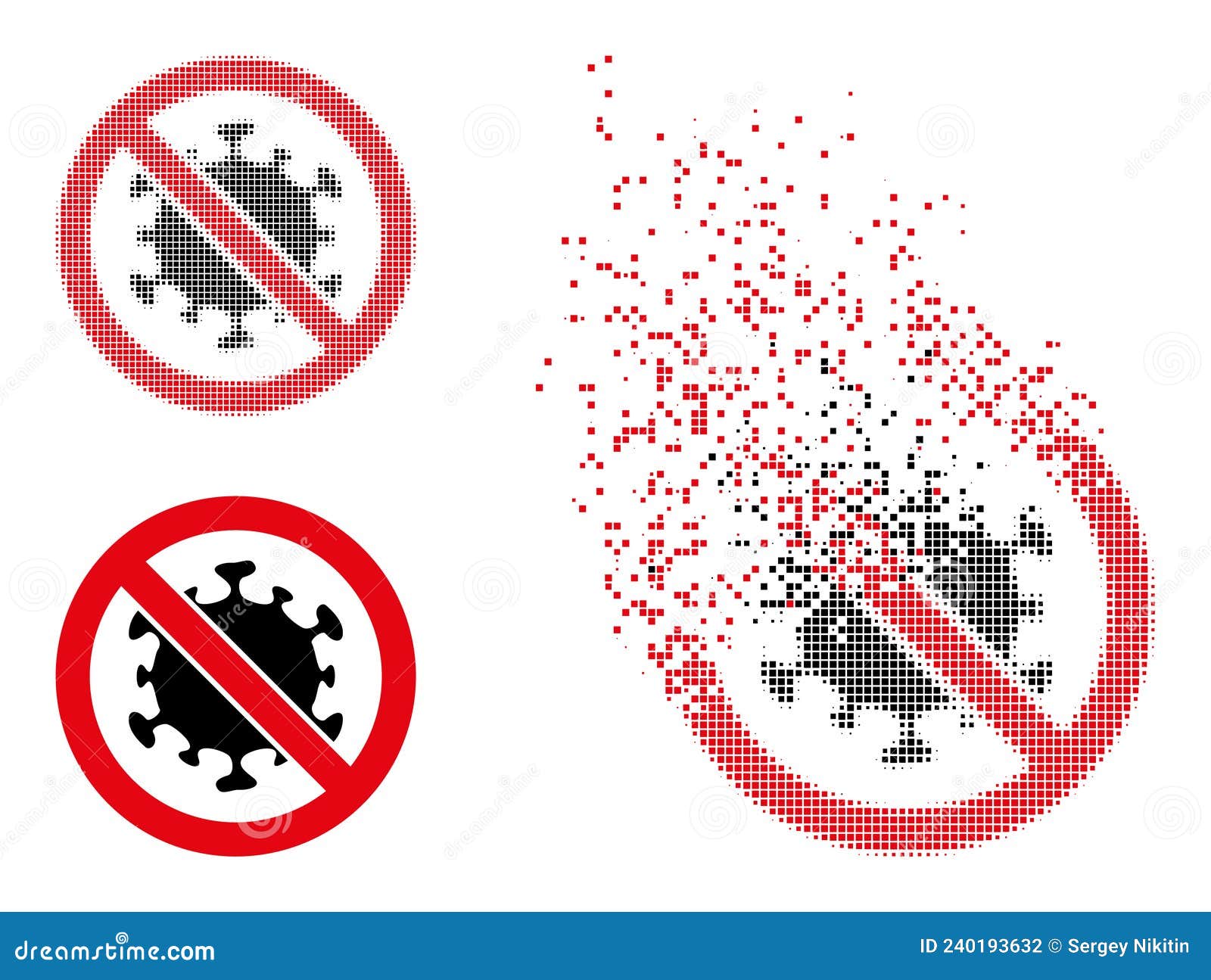 Fragmented Pixel and Original Stop Covid Virus Icon Stock Vector ...