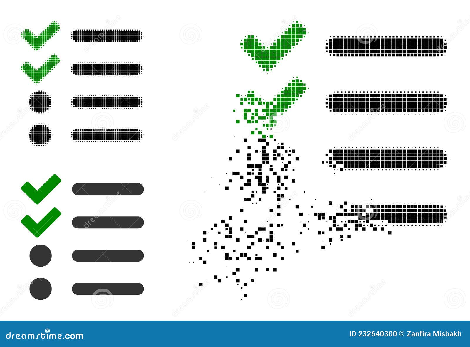 Fragmented Pixelated Check List Icon with Halftone Version Stock Vector ...