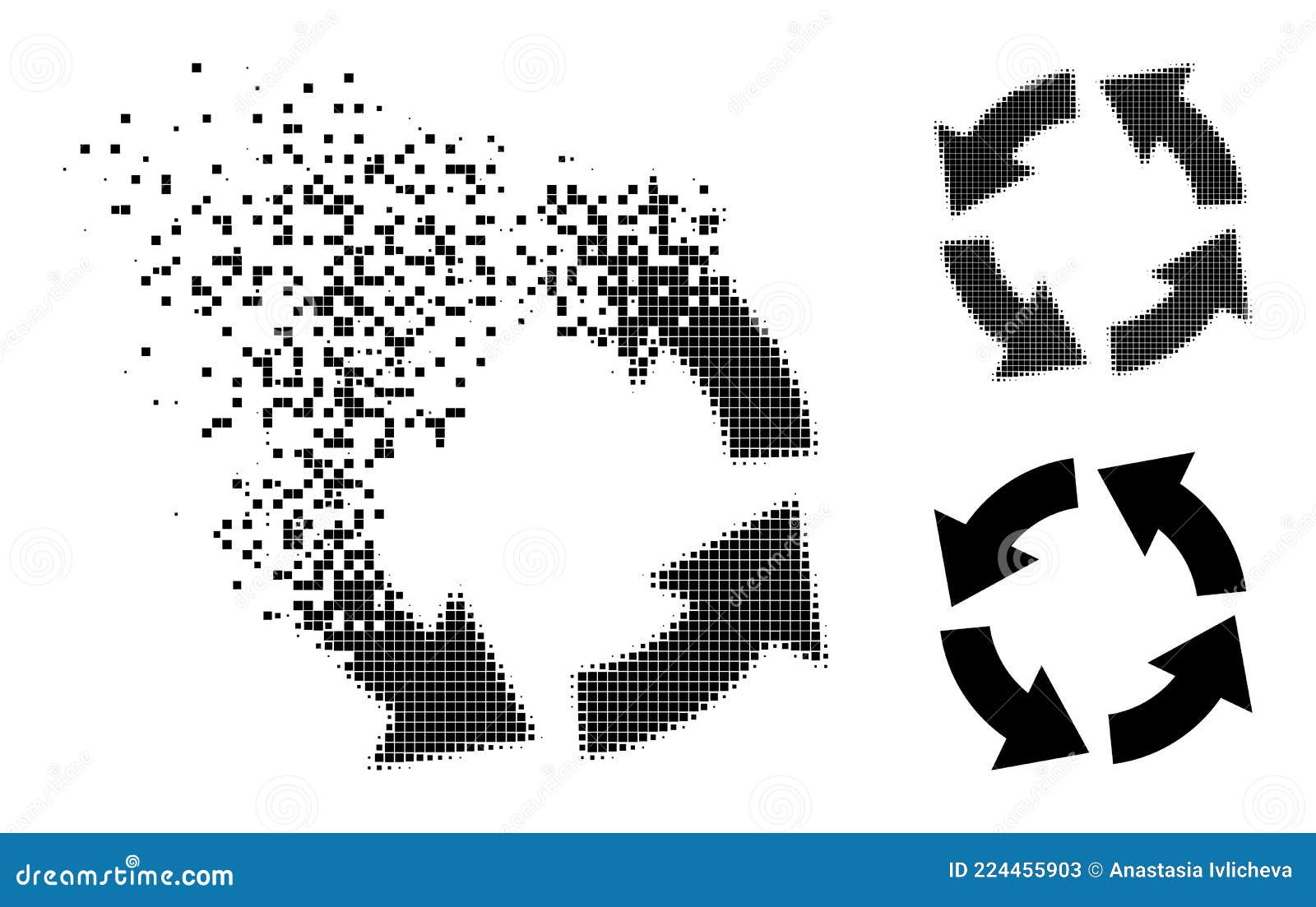 Fragmented and Halftone Pixel Circulation Glyph Stock Vector ...