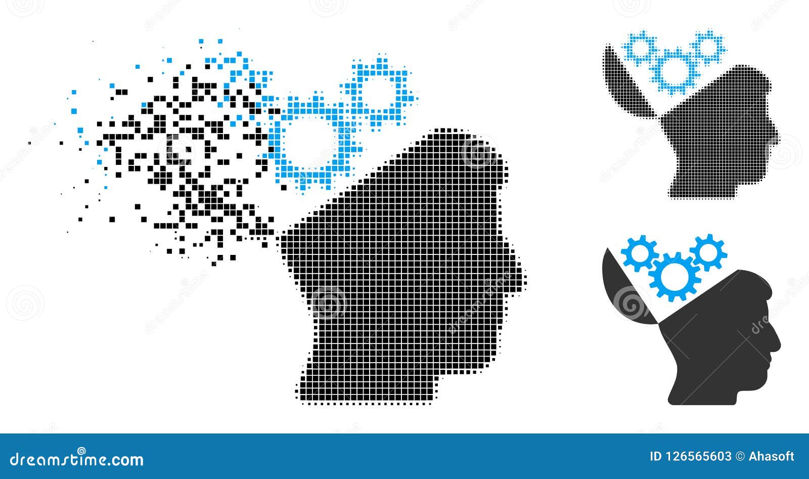 Fragmented Pixelated Halftone Open Mind Gears Icon Stock Vector ... Fragmented Pixelated Halftone Open Mind Gears Icon Stock Vector ...