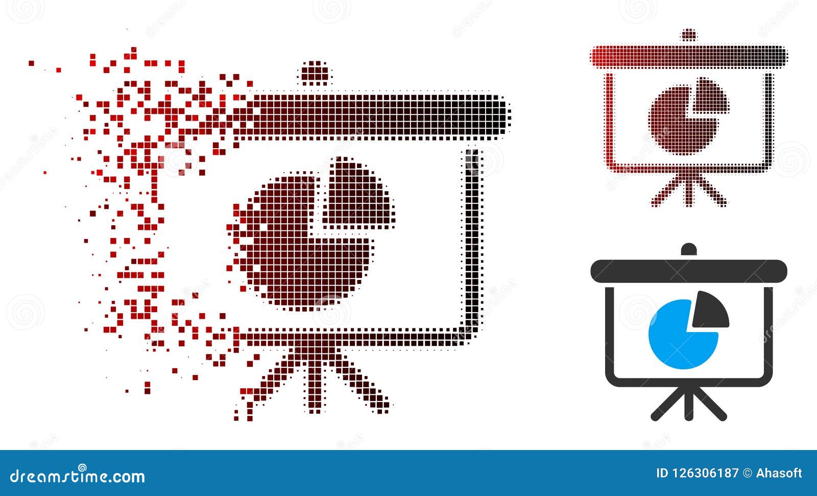 Fragmented Pixelated Halftone Pie Chart Demonstration Icon with Face ...
