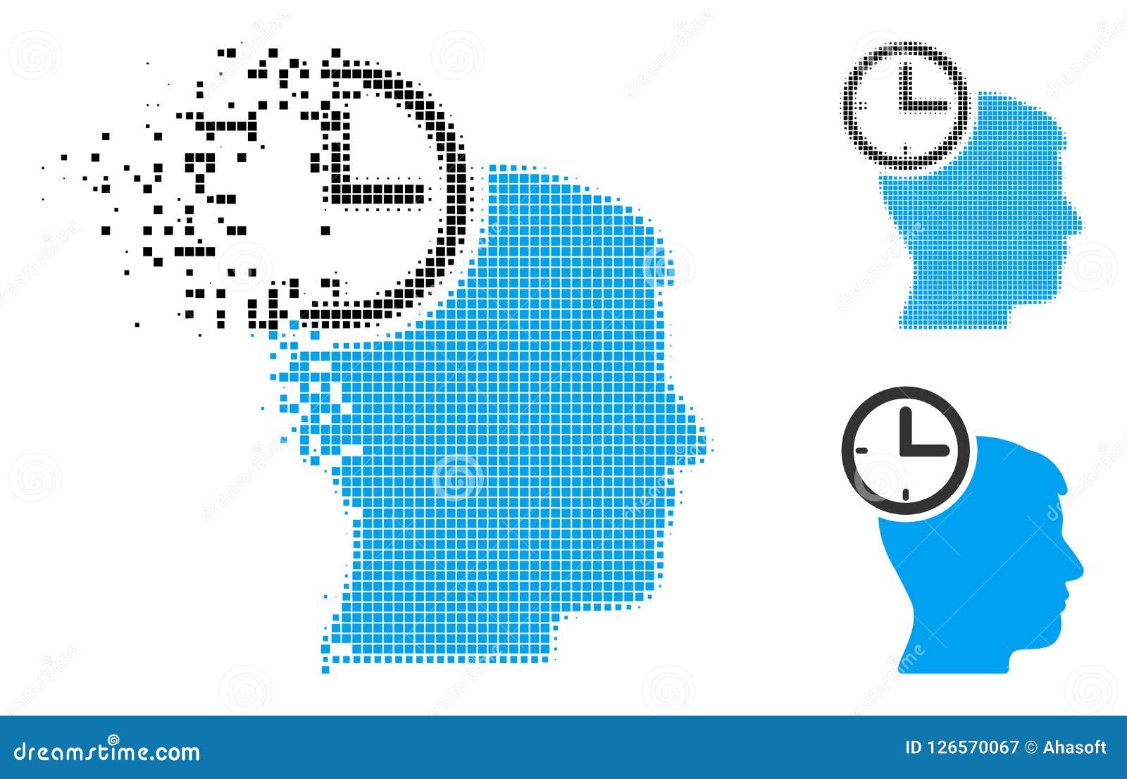 Fragmented Pixelated Halftone Time Management Head Icon Stock Vector ... Fragmented Pixelated Halftone Time Management Head Icon Stock Vector ...